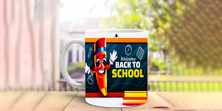 Back To School Printed Multi-Color Cushion and Ceramic Mug Combo ...