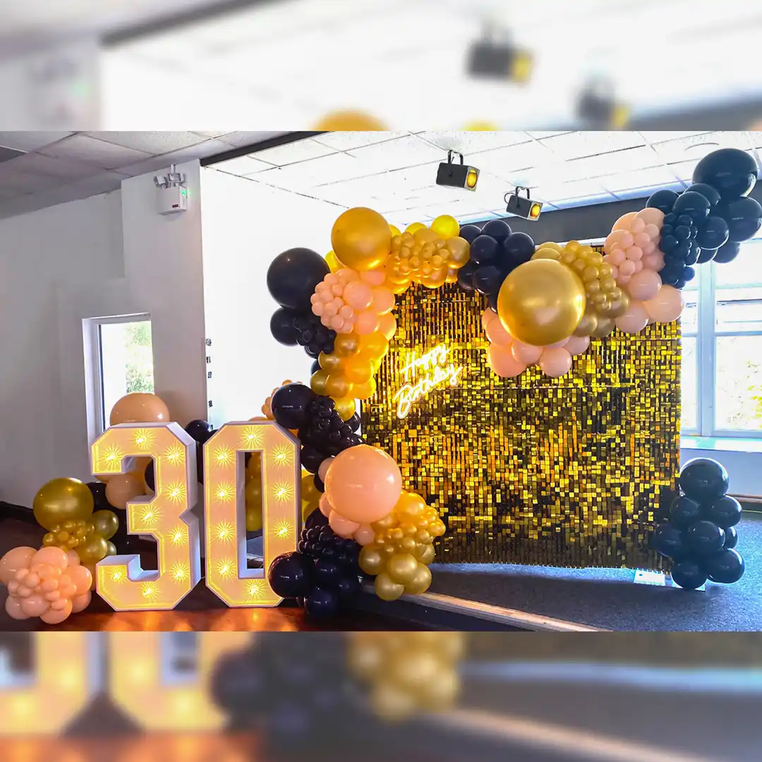 Happy Birthday Themed Sequin Decor | Balloon Decoration in Hyderabad ...